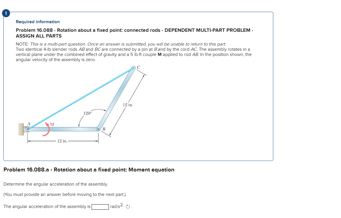 Solved Required information Problem 16.088 - Rotation about | Chegg.com