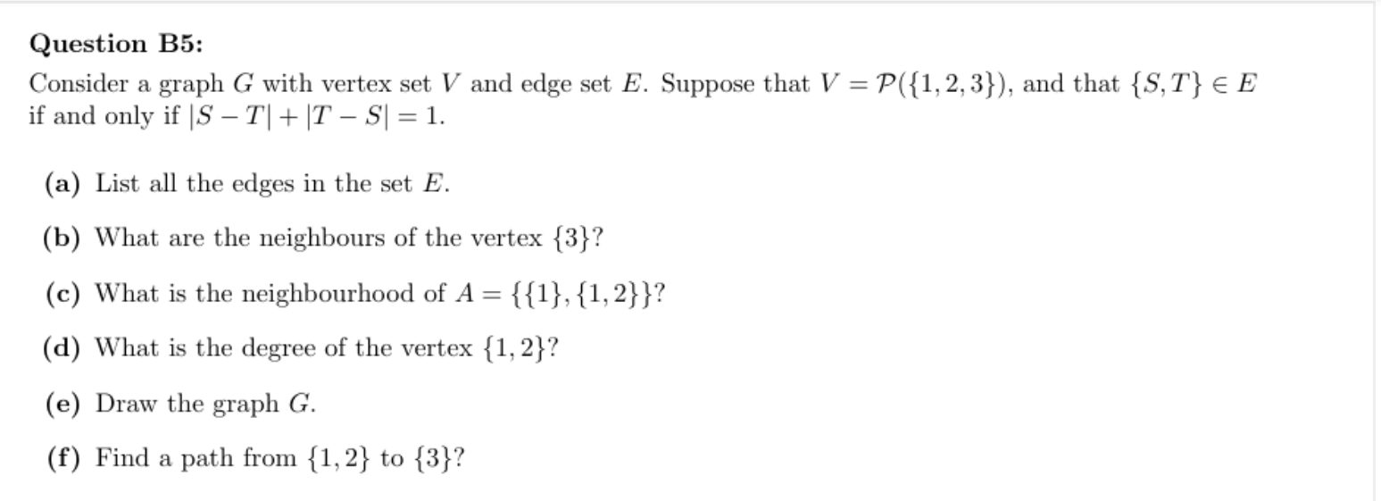 Solved Question B5: Consider a graph G with vertex set V and | Chegg.com