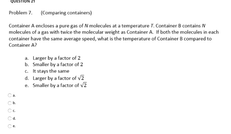 Solved QUESTION 21 Problem 7. (Comparing containers) | Chegg.com