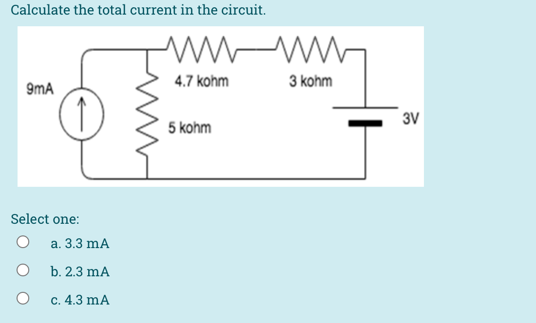 Solved Calculate the total current in the circuit. Www 9mA | Chegg.com