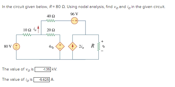 Solved In the circuit given below, R=80Ω. Using nodal | Chegg.com