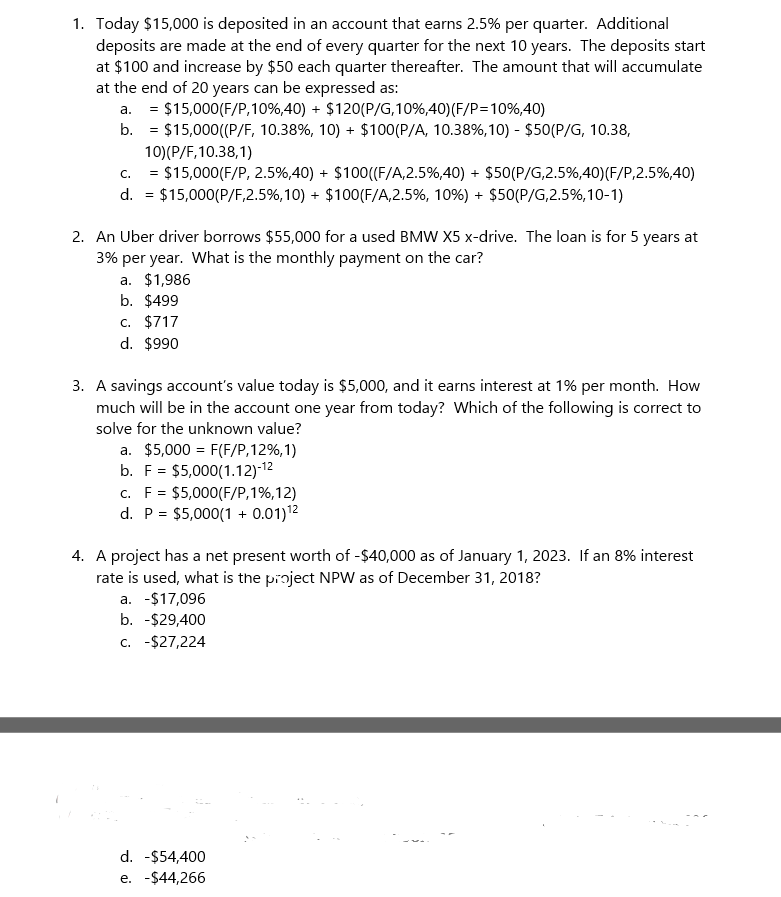 Solved 1. Today $15,000 is deposited in an account that | Chegg.com