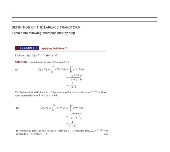 Solved DEFINITION OF THE LAPLACE TRANSFORM, Explain the | Chegg.com