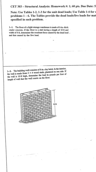 CET 303-Structural Analysis: Homework # : 1; 60 pts. | Chegg.com