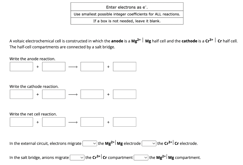 Solved A voltaic electrochemical cell is constructed in | Chegg.com