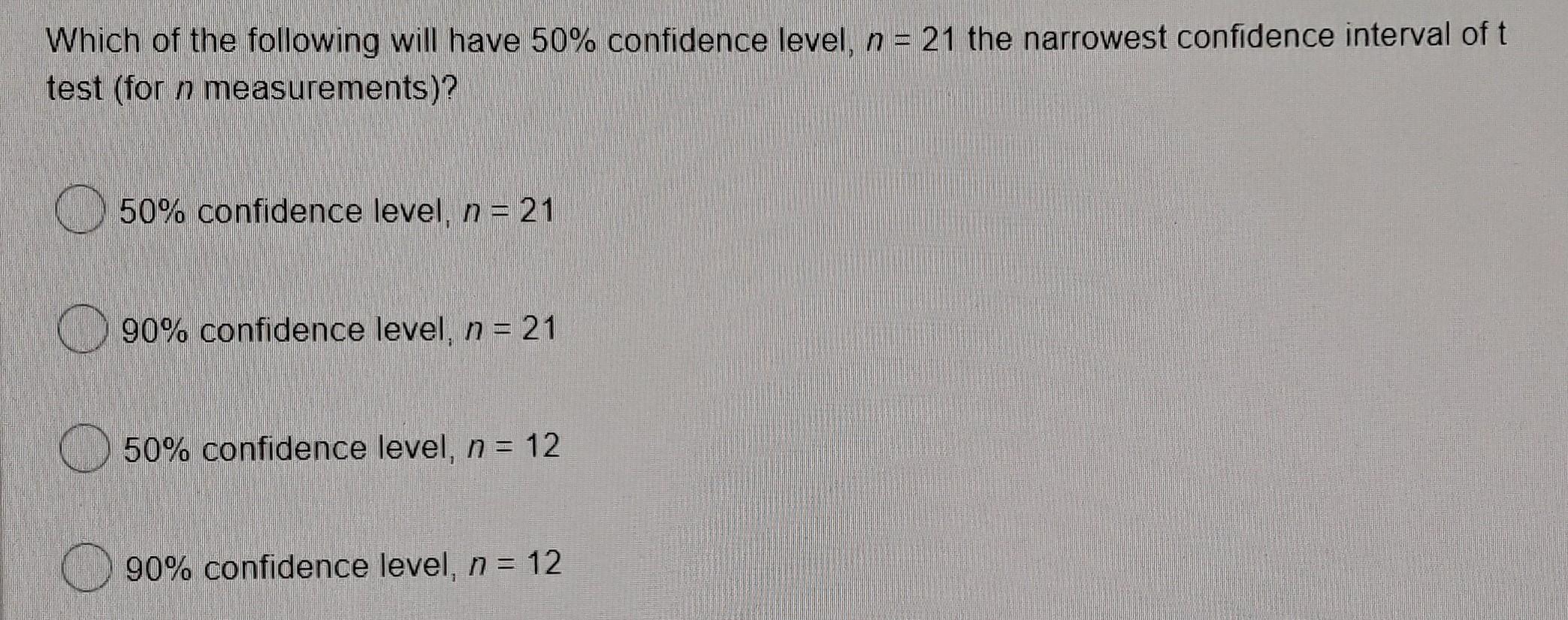 Solved Which of the following will have 50% confidence | Chegg.com