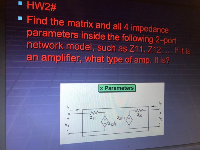 Solved Find the matrix and all 4 impedance parameters inside | Chegg.com