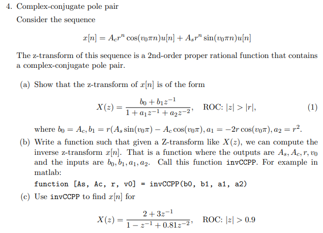 Solved 4. Complex-conjugate pole pair Consider the sequence | Chegg.com