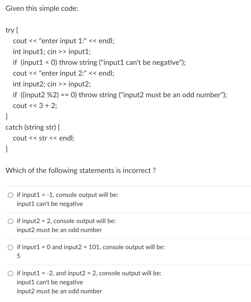 Solved Given this simple code: try { cout