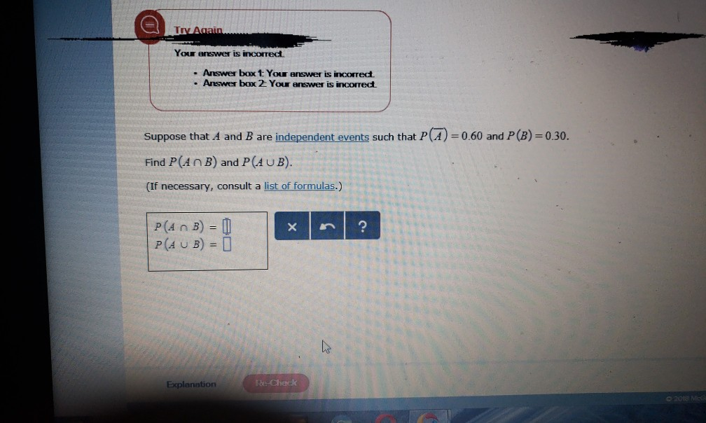 Solved Your answer is incorrect - Answer box 1 Your answer | Chegg.com