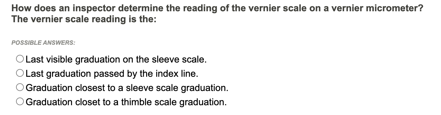Solved Which vernier scale graduation does an inspector read | Chegg.com