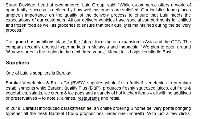 Solved CASE STUDY: Inside Lulu Hypermarket's supply chain | Chegg.com