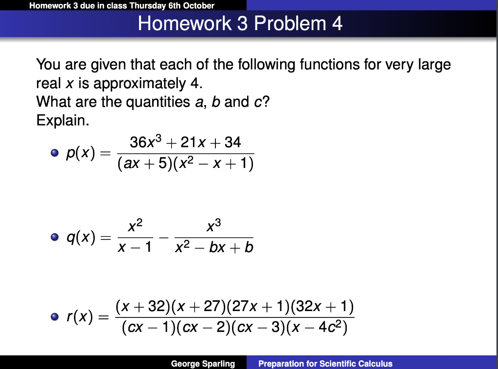 Solved You are given that each of the following functions | Chegg.com