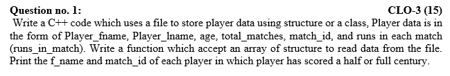 Solved Question no. 1: CL0-3 (15) Write a C++ code which | Chegg.com