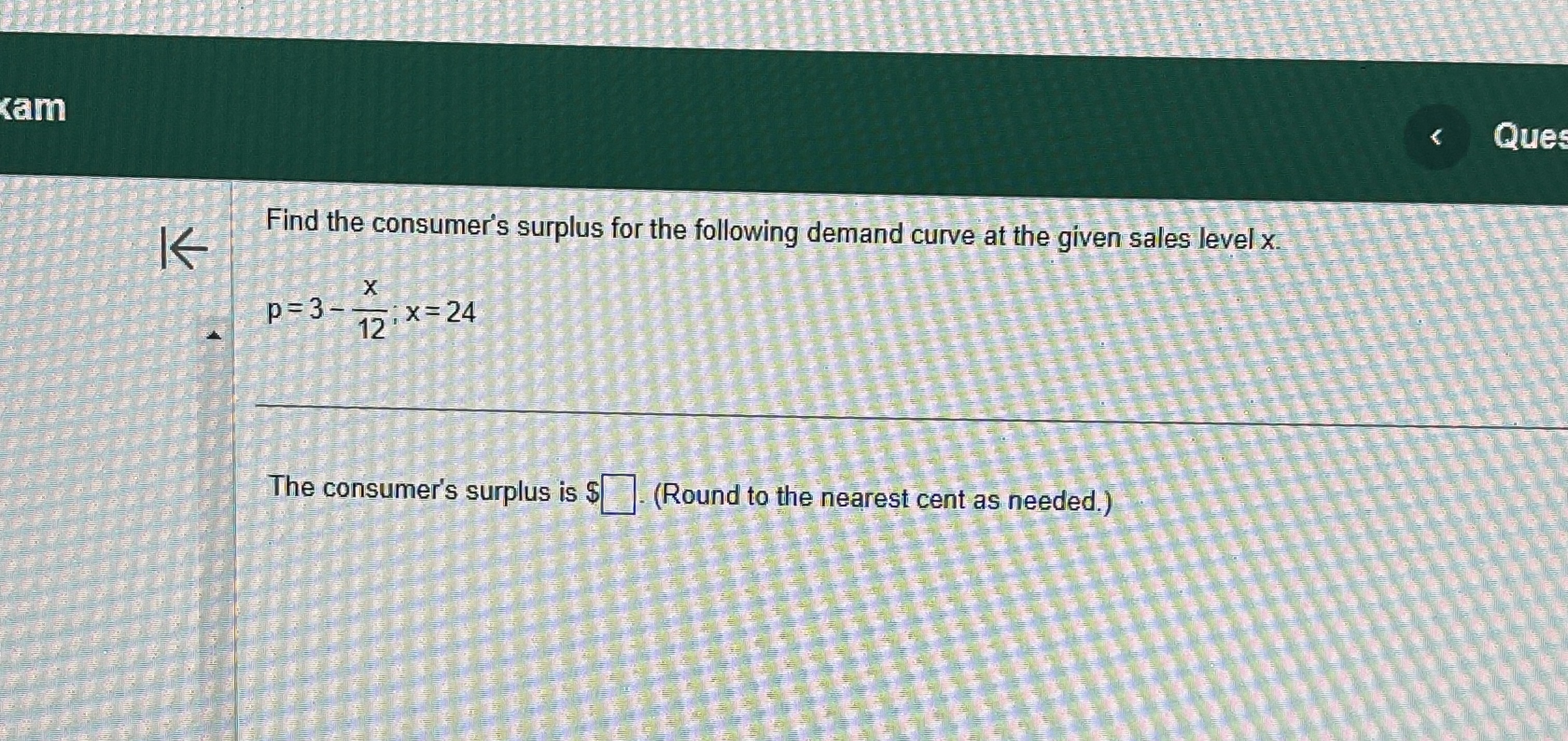 Solved KFind the consumer's surplus for the following demand | Chegg.com