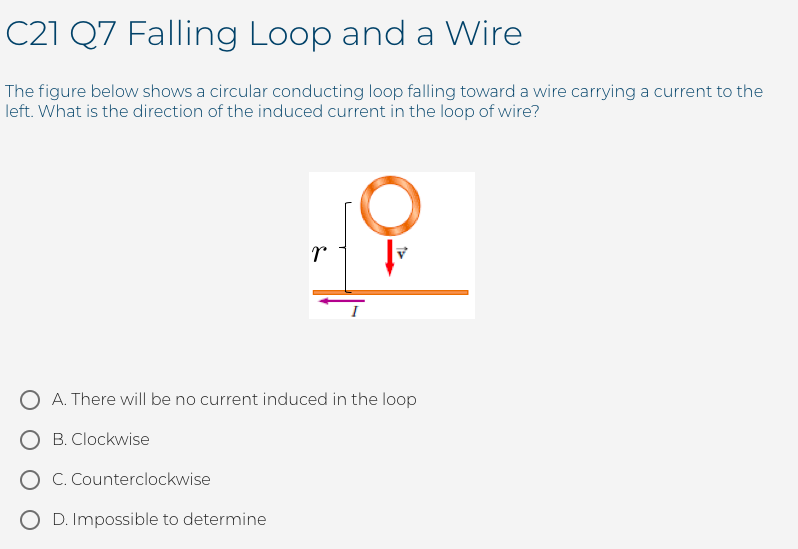 Solved C21 Q7 Falling Loop And A Wire The Figure Below Shows