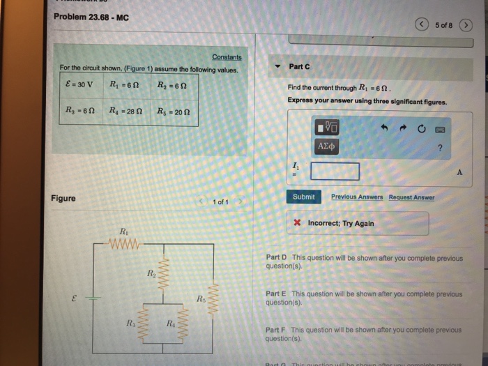 Solved Problem 23.68-MC 5 of 8 > Constants For the circuit | Chegg.com