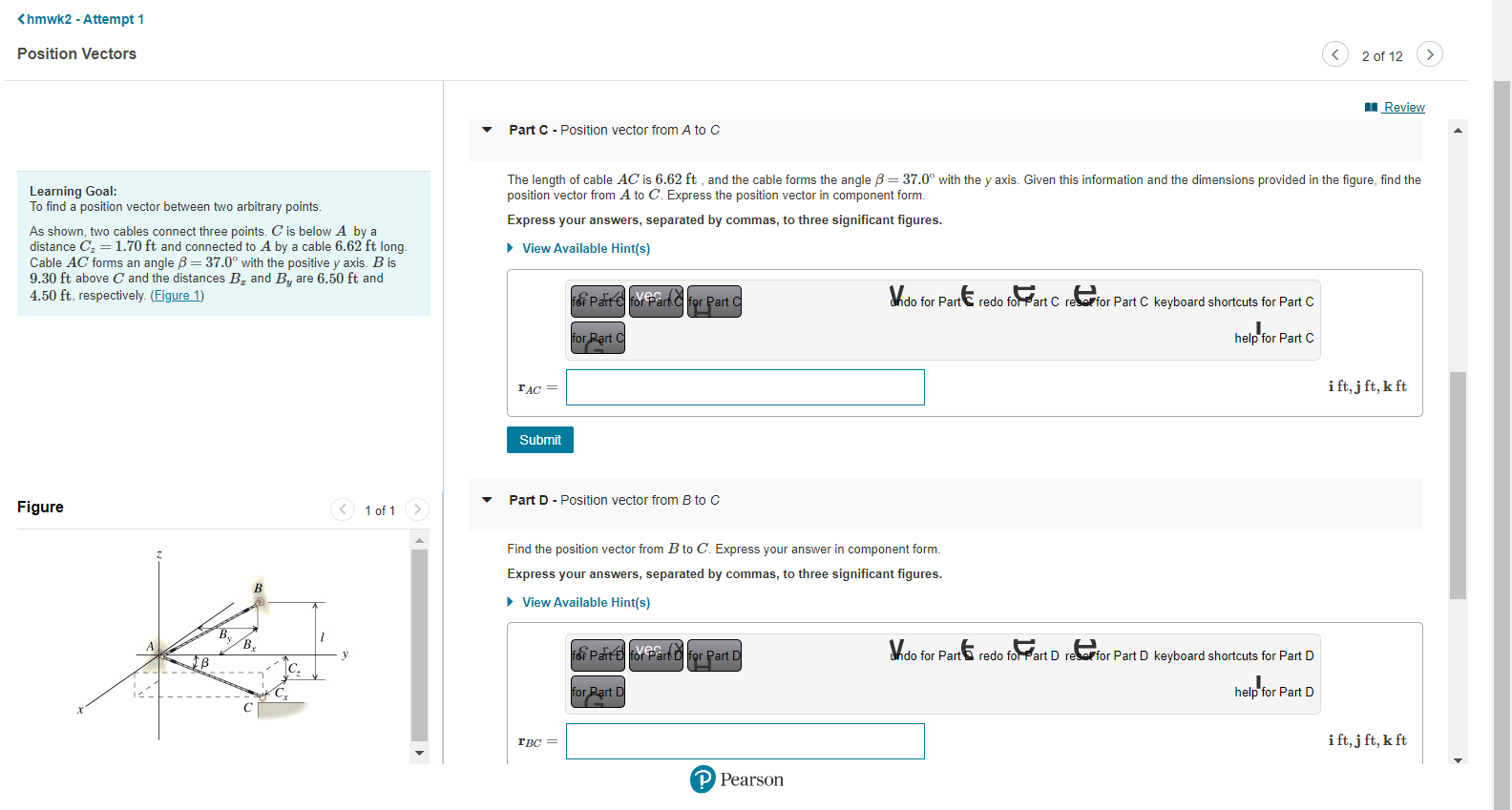 Solved Learning Goal: To find a position vector between two | Chegg.com