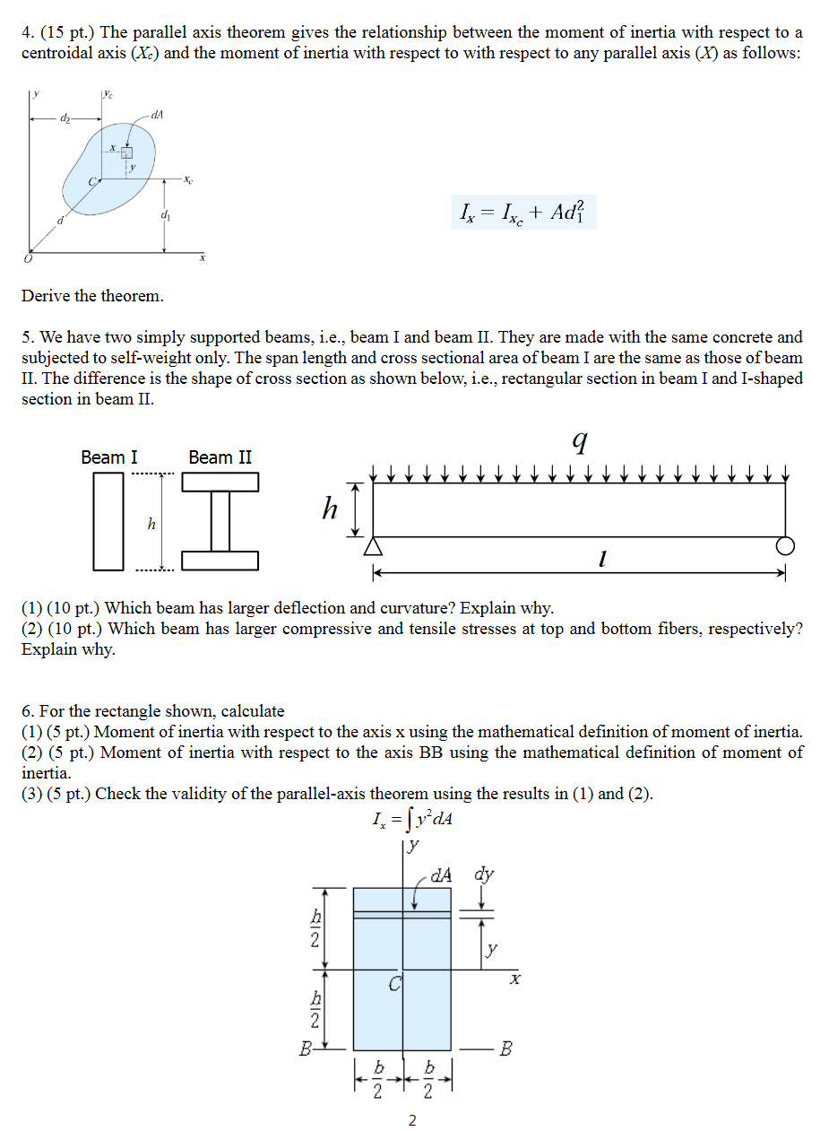 Solved 4. (15 pt.) The parallel axis theorem gives the | Chegg.com