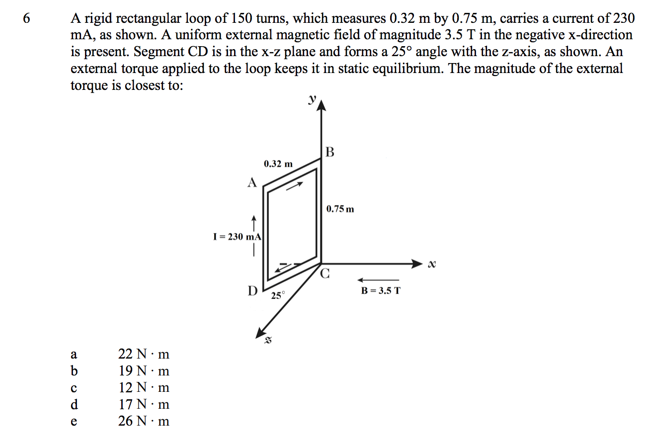 Solved 6 A rigid rectangular loop of 150 turns, which | Chegg.com