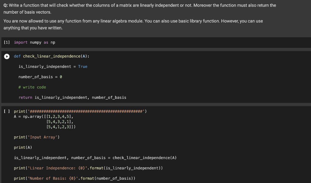 Solved Q: Write a function that will check whether the | Chegg.com