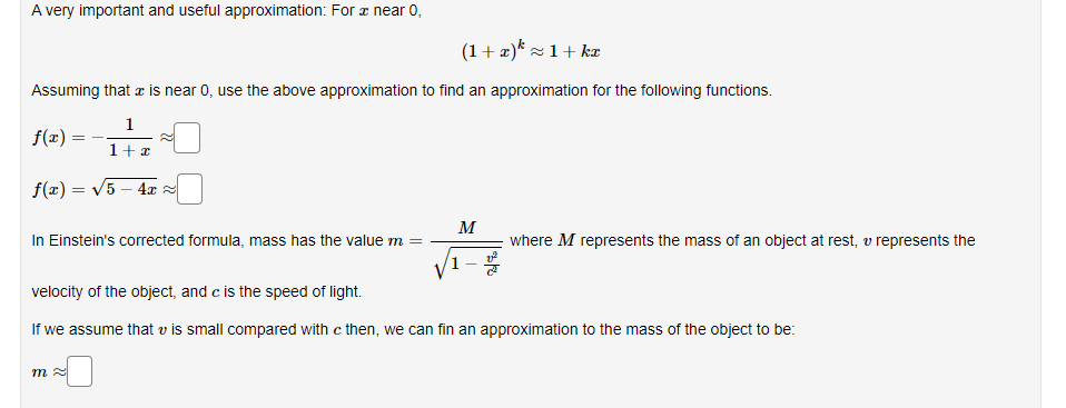 Solved A very important and useful approximation: For x near | Chegg.com