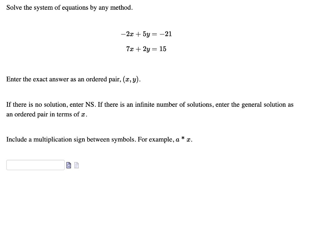 Solved Solve the system of equations by any method. | Chegg.com