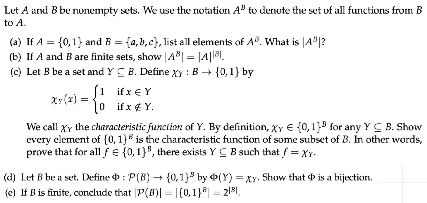 Solved Let A and B be nonempty sets. We use the notation AB | Chegg.com