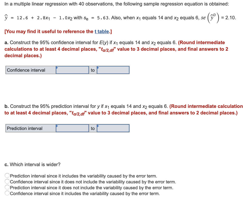 Solved In a multiple linear regression with 40 observations, | Chegg.com
