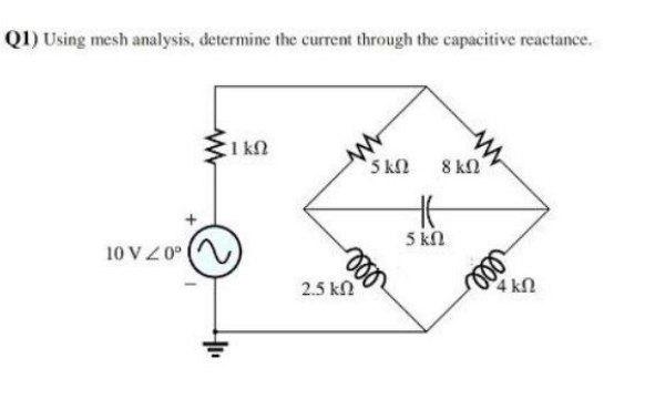 Solved Q1) Using mesh analysis, determine the current | Chegg.com