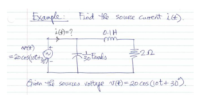 Solved Example: Find the source current i(t).Given the | Chegg.com