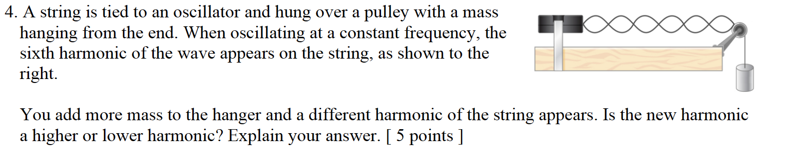 4. A string is tied to an oscillator and hung over a | Chegg.com