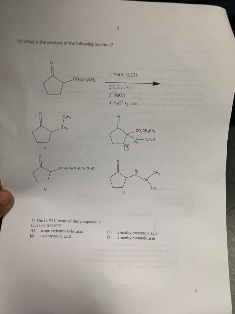 Solved 4) What is the product of the following reaction ? 1. | Chegg.com