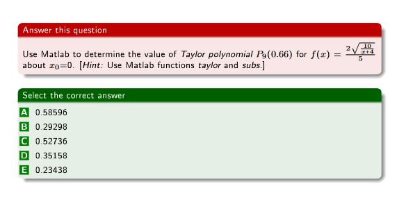 Solved Answer this question Use Matlab to determine the | Chegg.com
