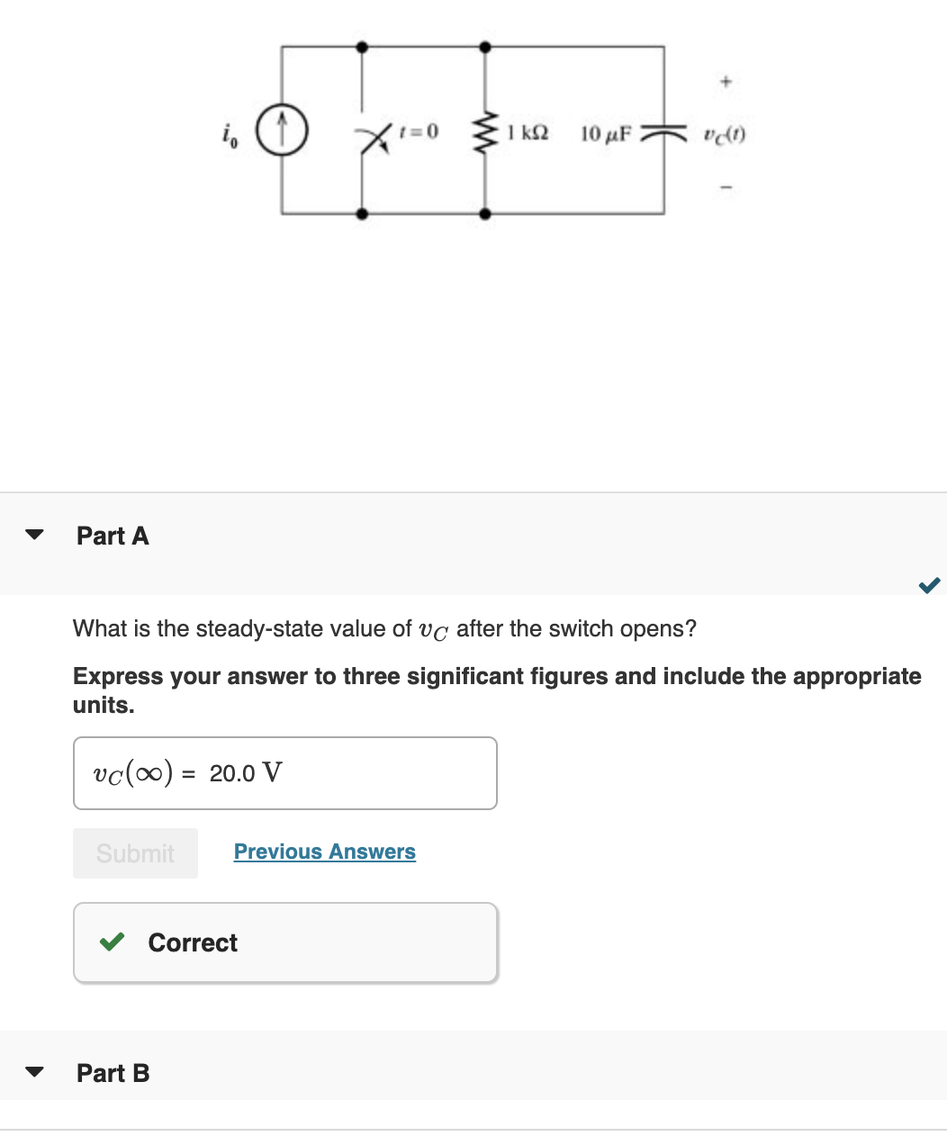 Solved What is the steady-state value of vC after the switch | Chegg.com