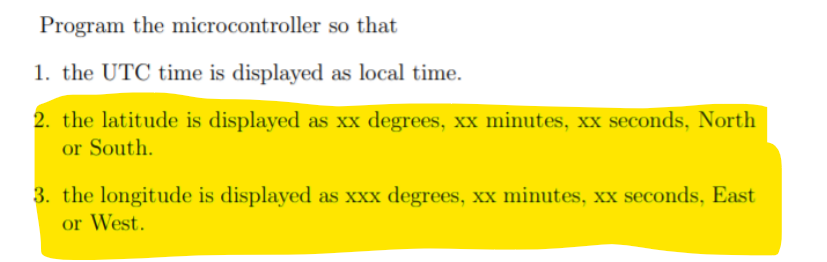 Solved Program the microcontroller so that 1. the UTC time | Chegg.com