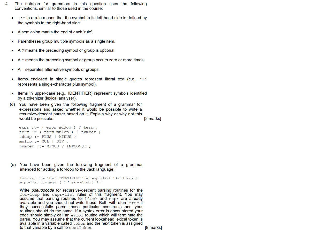 4. The notation for grammars in this question uses | Chegg.com