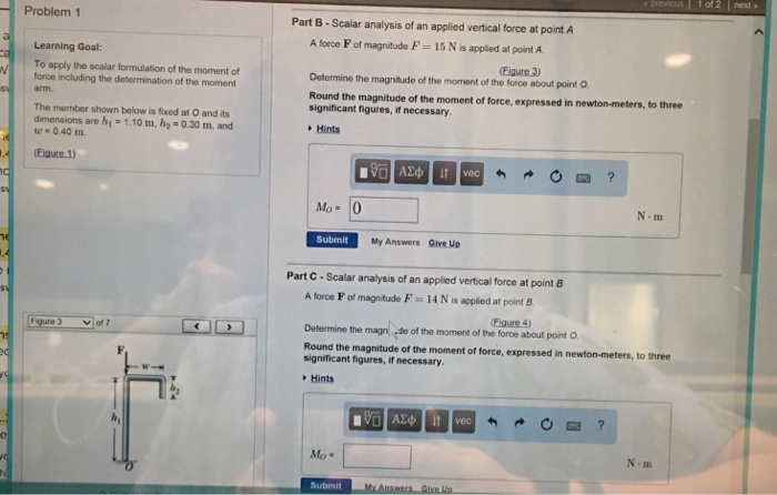 Solved previcus| 1of2 next Problem 1 Part B -Scalar analysis | Chegg.com