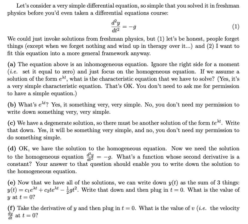 Solved Lets Consider A Very Simple Differential Equation