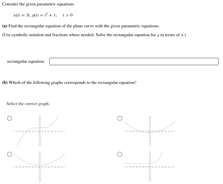 Solved Consider the given parametric equations | Chegg.com