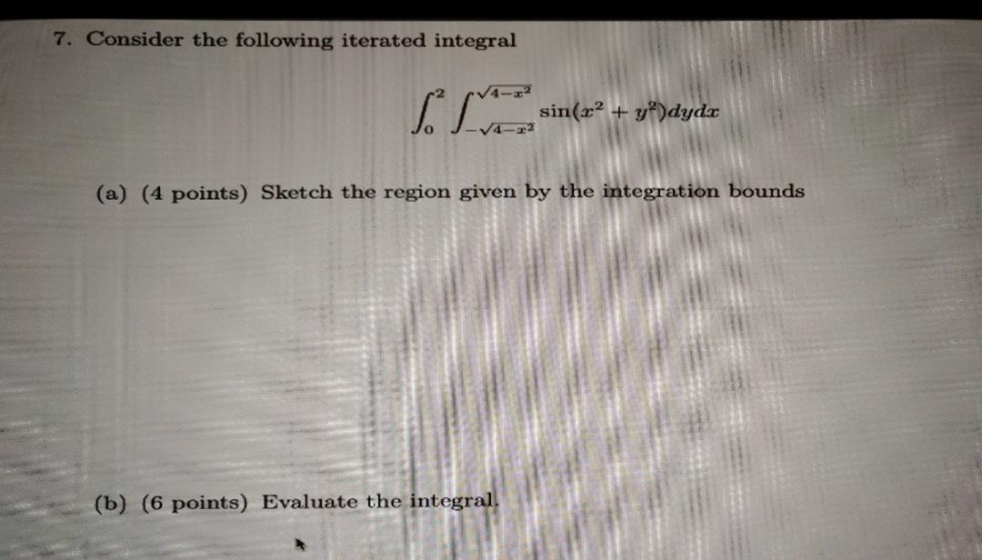 Solved 7. Consider the following iterated integral So Isina+ | Chegg.com