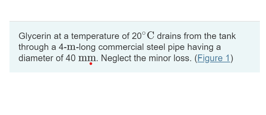 Solved Glycerin at a temperature of 20∘C drains from the | Chegg.com