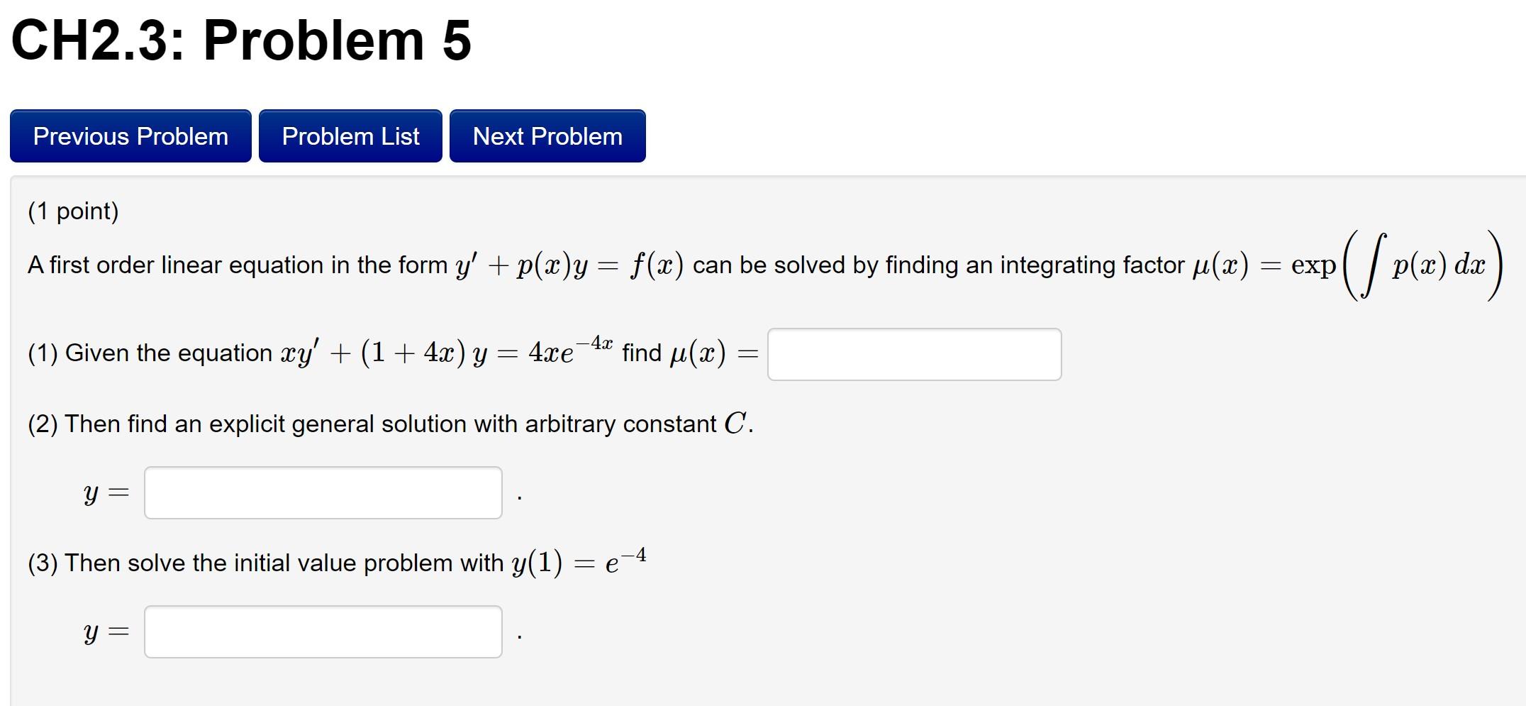 Solved CH2.3: Problem 5 Previous Problem Problem List Next | Chegg.com