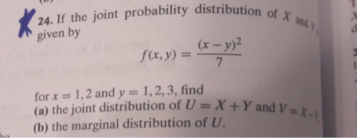 Solved 24. If the joint probability distribution of given by | Chegg.com