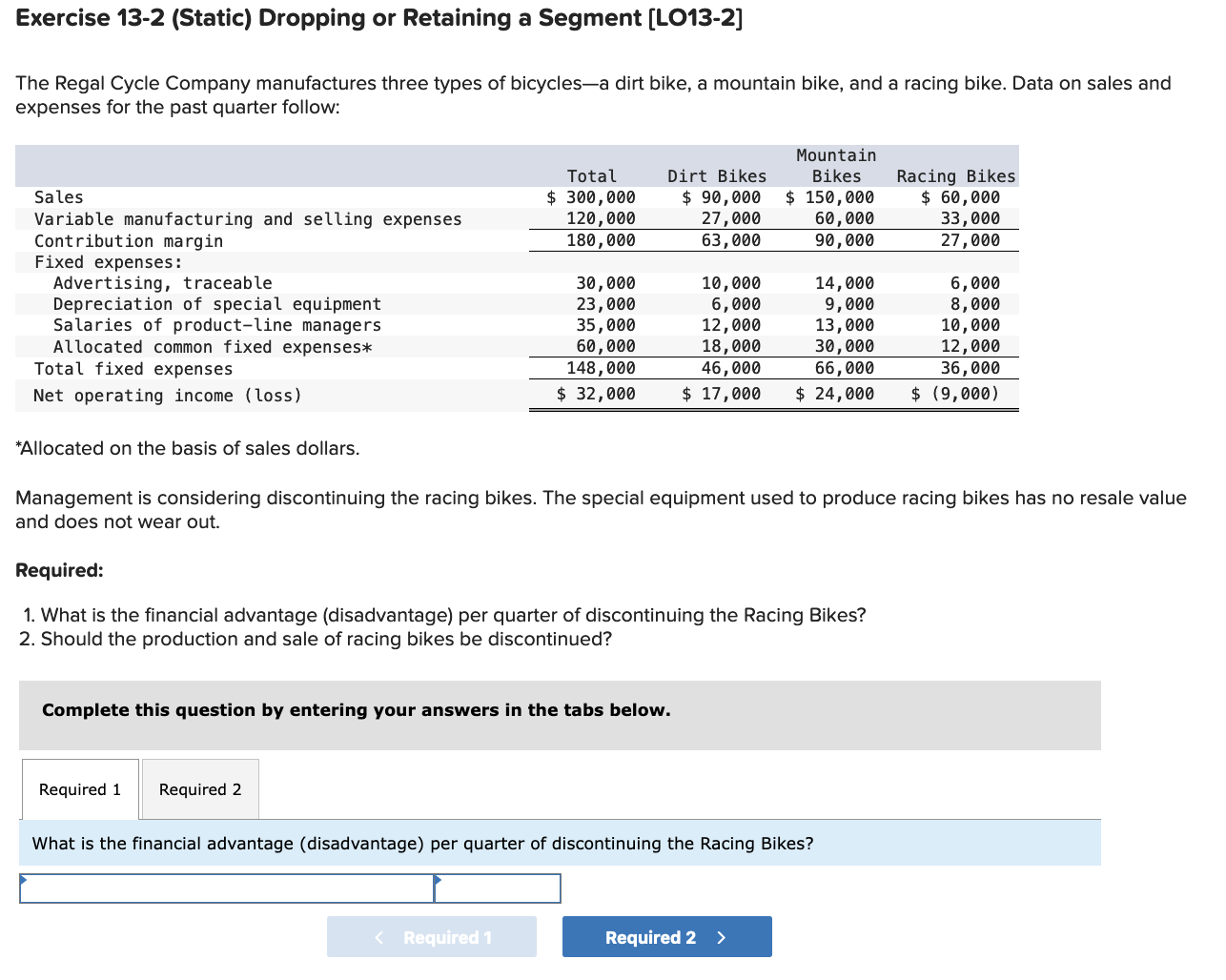 Solved Exercise 13-2 (Static) Dropping or Retaining a | Chegg.com