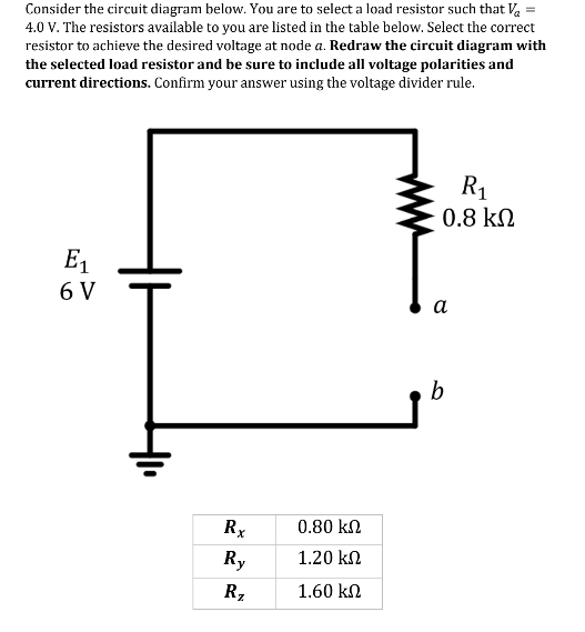 Solved Consider the circuit diagram below. You are to select | Chegg.com