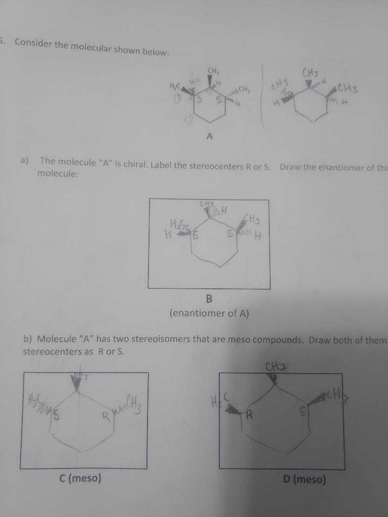 Solved c) If molecule "A" has a specific rotation of | Chegg.com