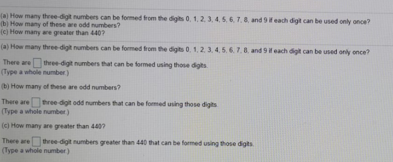 Solved (a) How many three-digit numbers can be formed from | Chegg.com