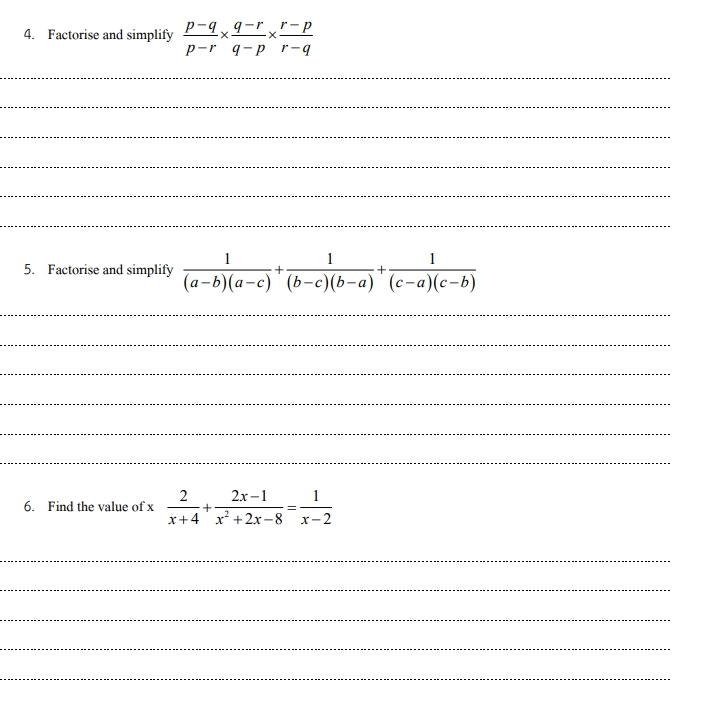 Solved 1. Factorise and simplify x2 + 5x-24 -r? - 4x +21 2. | Chegg.com