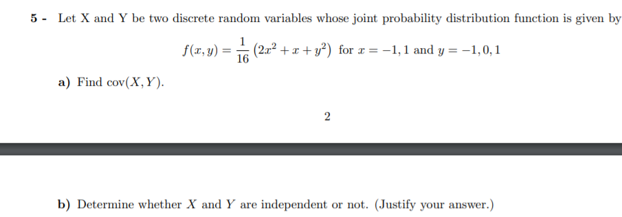 Solved 5 - Let X and Y be two discrete random variables | Chegg.com